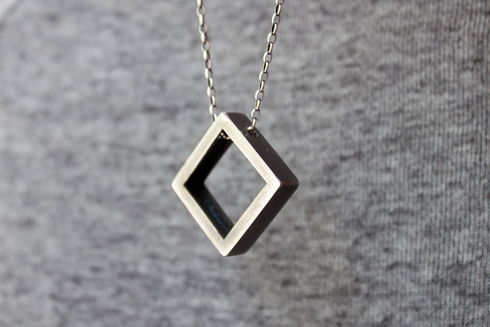 Mens Silver Necklace Pendant Mens Silver Necklace Square - Etsy