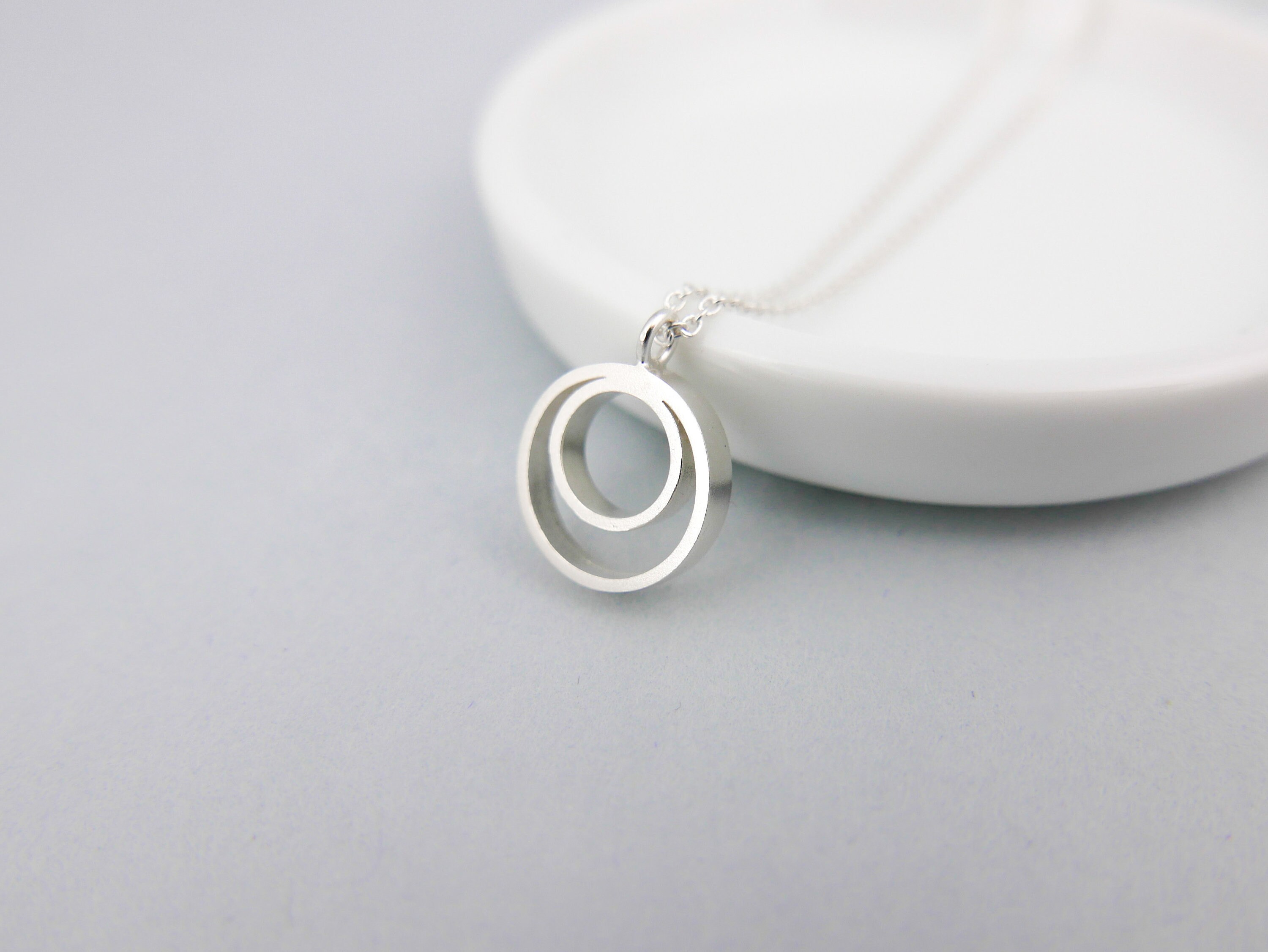 Round Silver Necklace Silver Necklaces for Women Double - Etsy