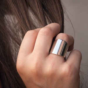 Large Silver Ring, Long Silver Ring, Extra Wide Cuff Ring, Wide Band ...