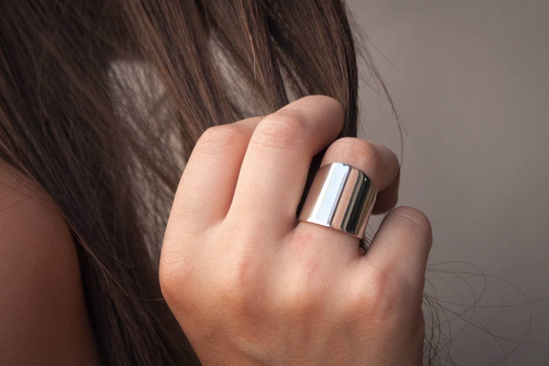 Large Silver Ring Long Silver Ring Extra Wide Cuff Ring | Etsy