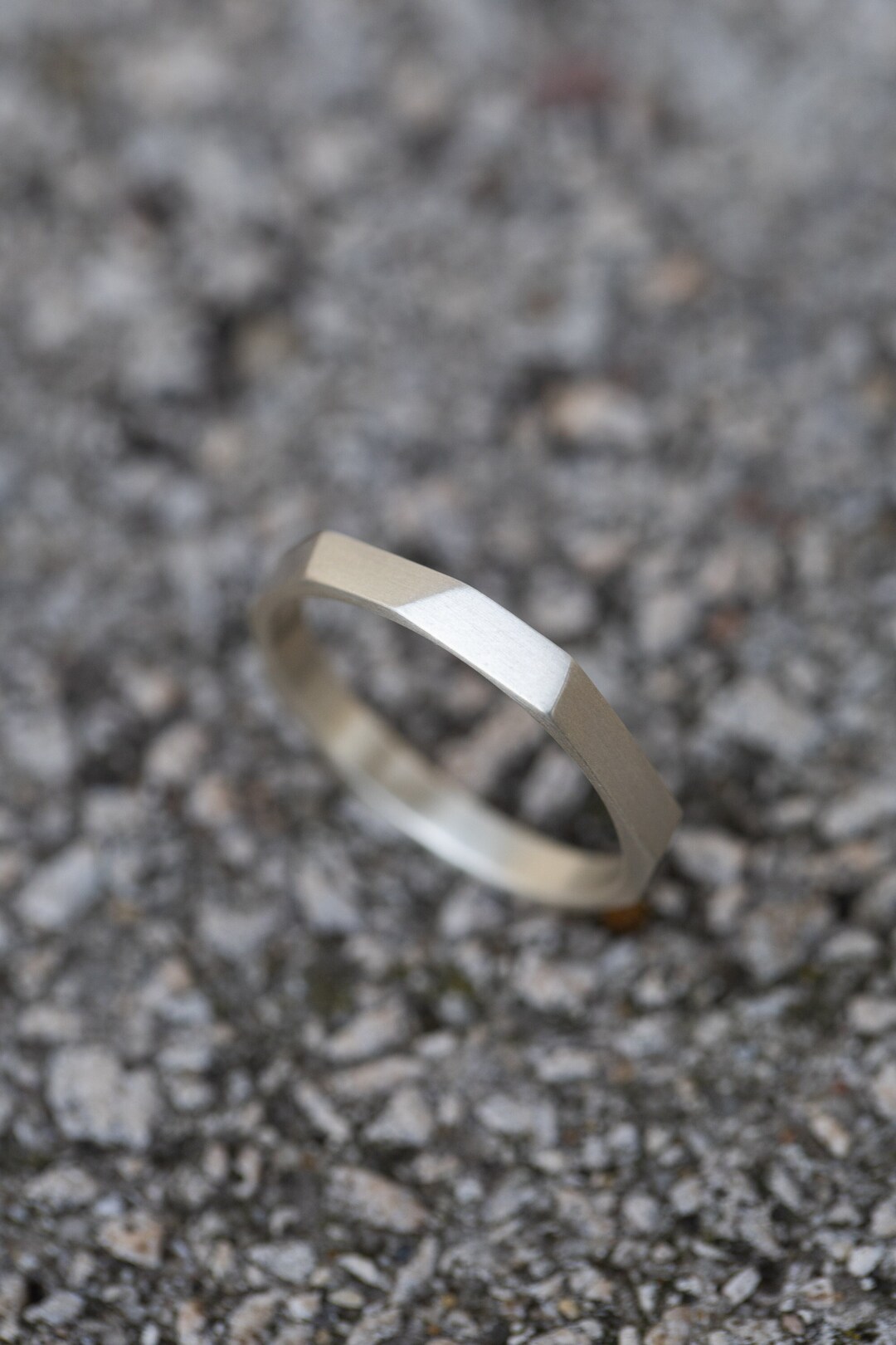 Mens Silver Ring 925, 2.5 Mm Silver Ring, Matte Silver Ring, Faceted ...