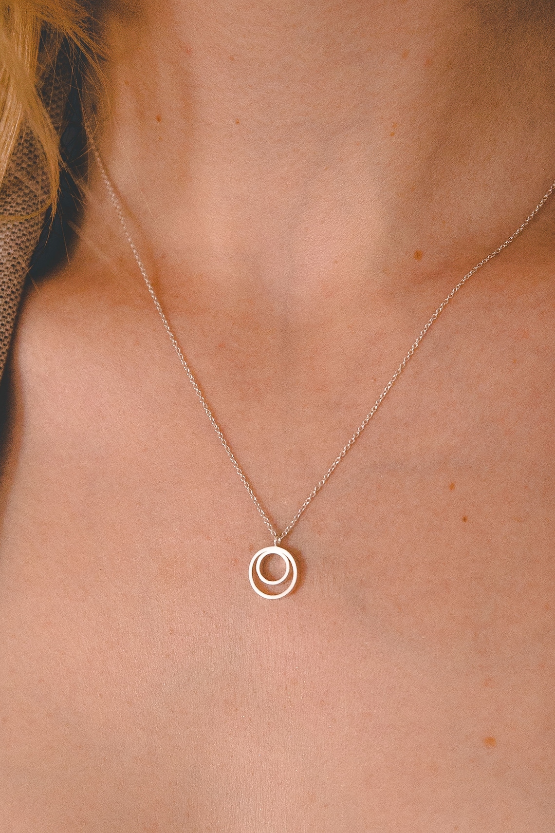 Round Silver Necklace Silver Necklaces for Women Double | Etsy