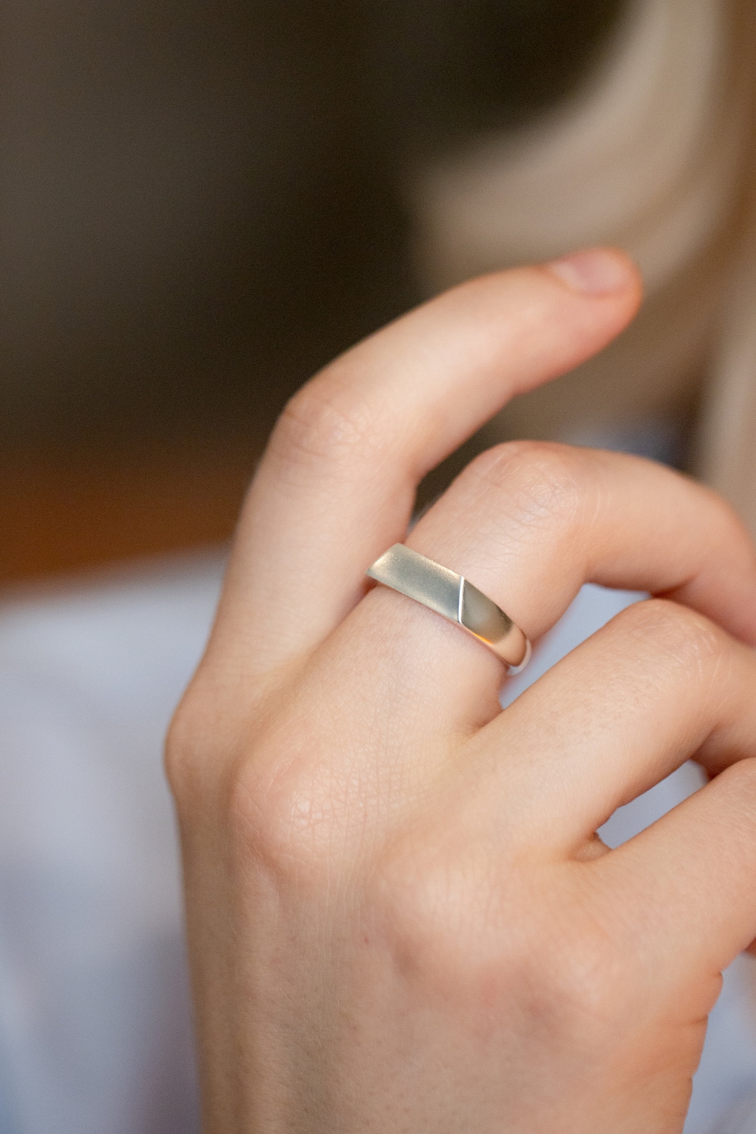 Dusk Facet Ring, Faceted Silver Ring, Signet Ring Woman, Rectangle ...