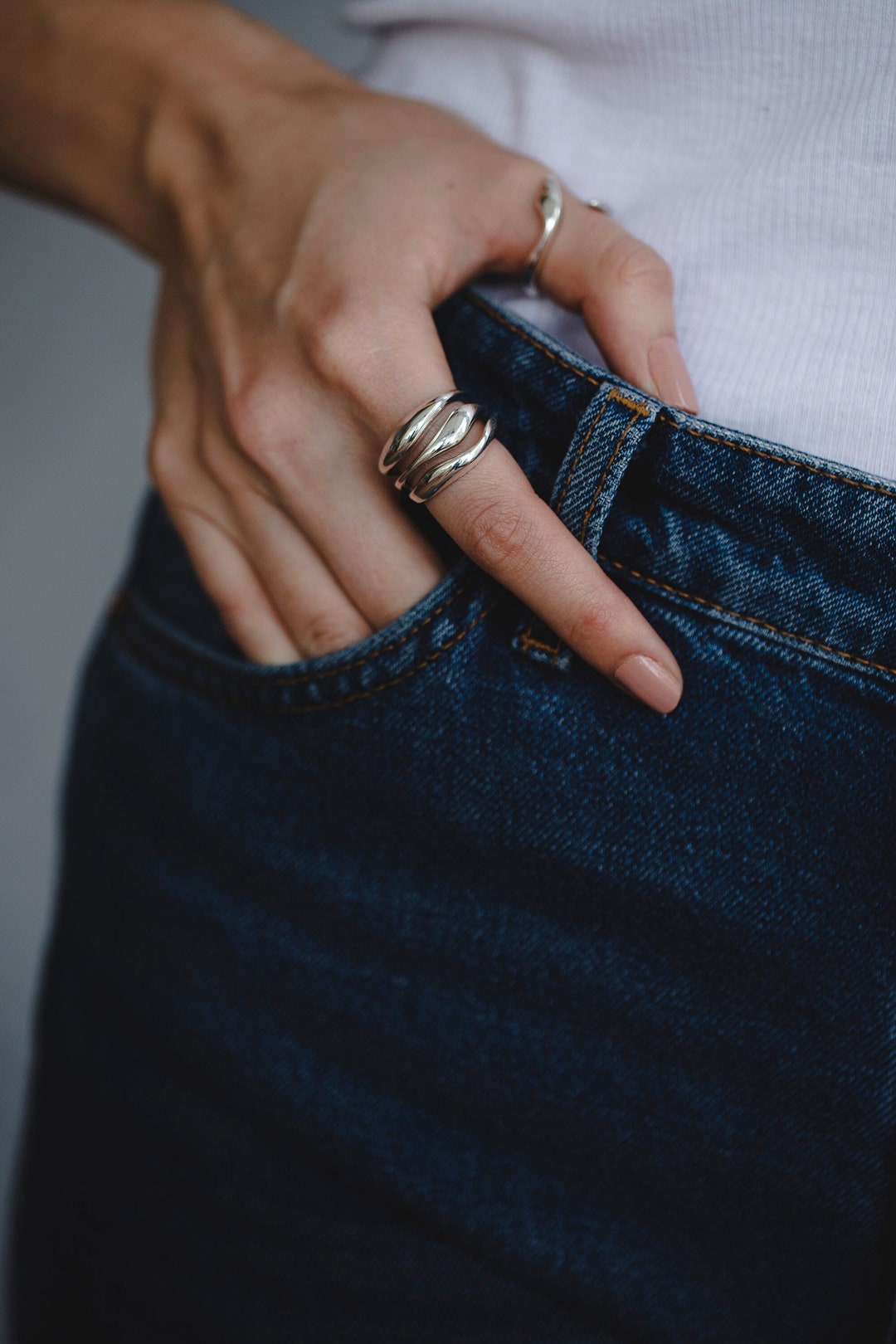 Ria Ring, Sterling Silver Ring, Statement Chunky Ring, Massive Silver Ring, Modern Statement ...