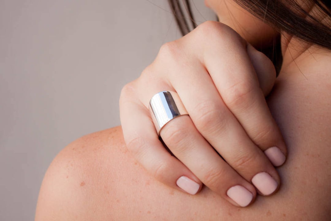 Large Silver Ring, Long Silver Ring, Extra Wide Cuff Ring, Wide Band ...