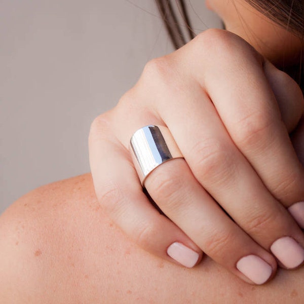 Long Silver Ring - Etsy