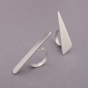Sterling Silver Triangle Ring, Large Triangle Ring, Chunky Silver Ring ...