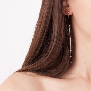 Sterling Silver Chain Earrings, Extra Long Earrings, Shoulder Earrings ...