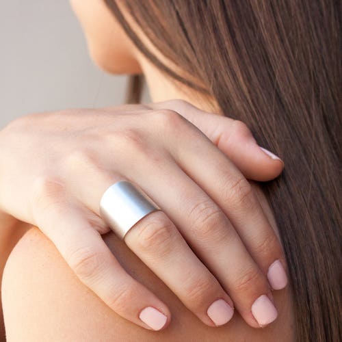 Long Silver Ring Large Silver Ring Wide Tube Ring Extra | Etsy