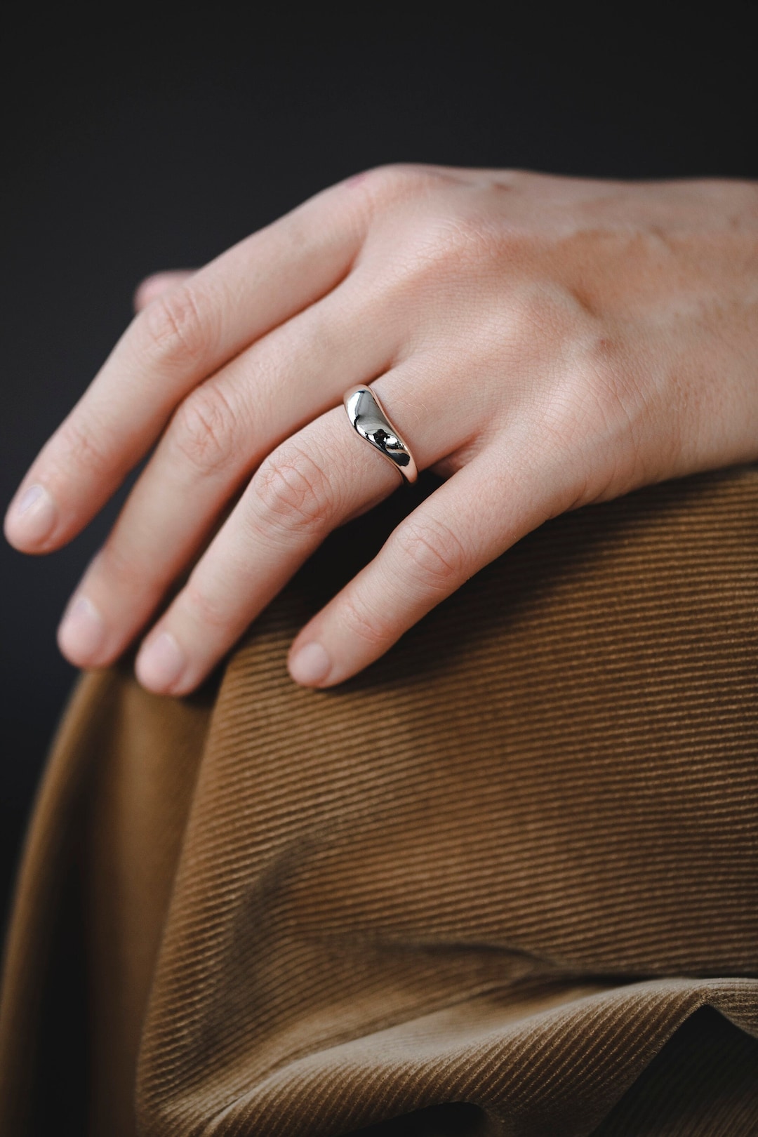 Isla Ring, Sterling Silver Ring, Curved Ring, Wave Silver Ring, Wavy Ring, Organic Shape Ring ...