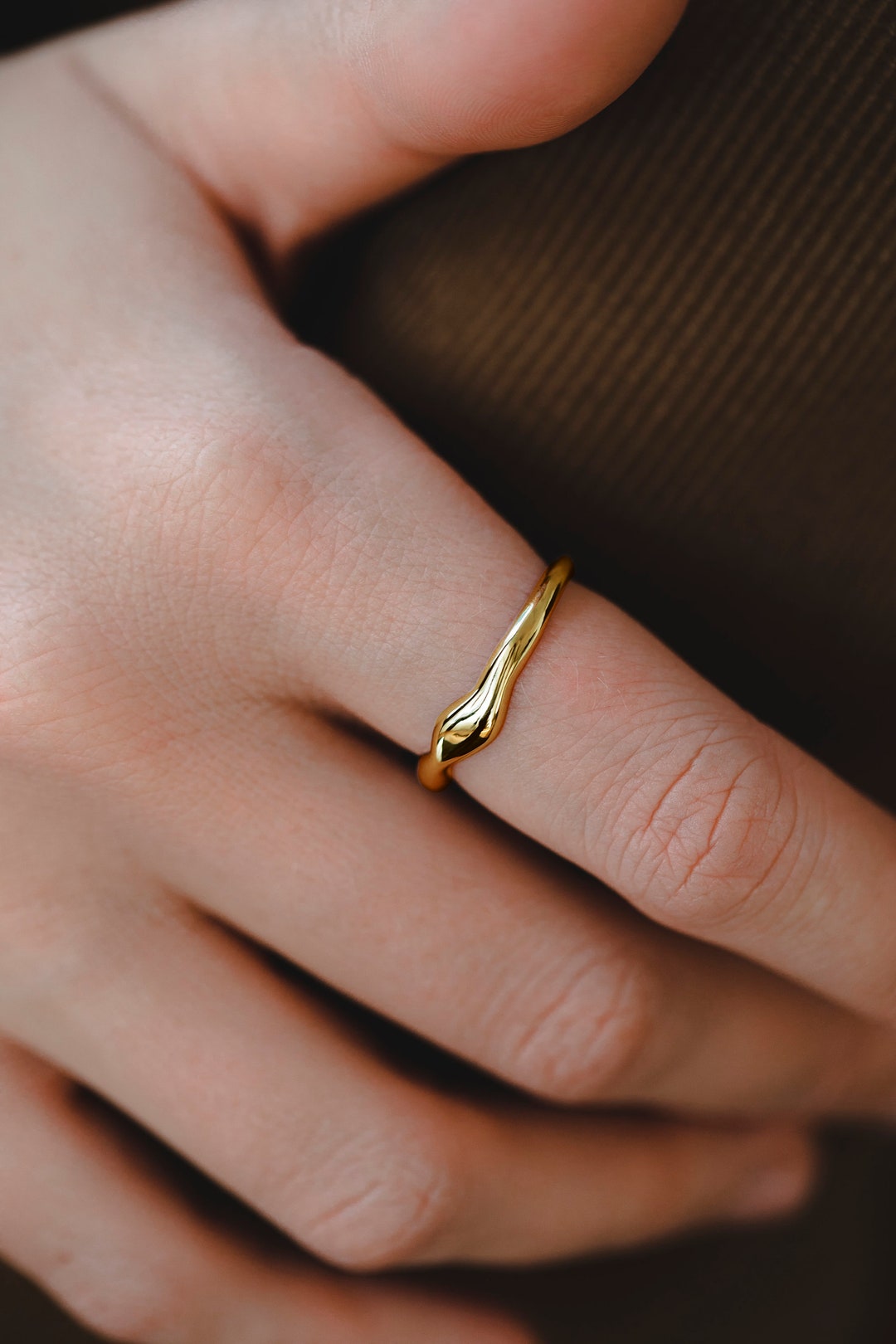 Neia Ring in Gold, Tiny Gold Ring, Solid Gold 14K Ring, 14K Gold ...