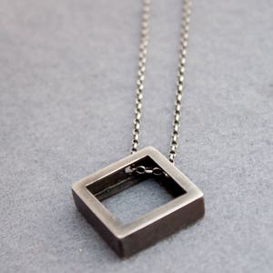 Mens Silver Necklace Pendant, Mens Silver Necklace, Square Pendant ...