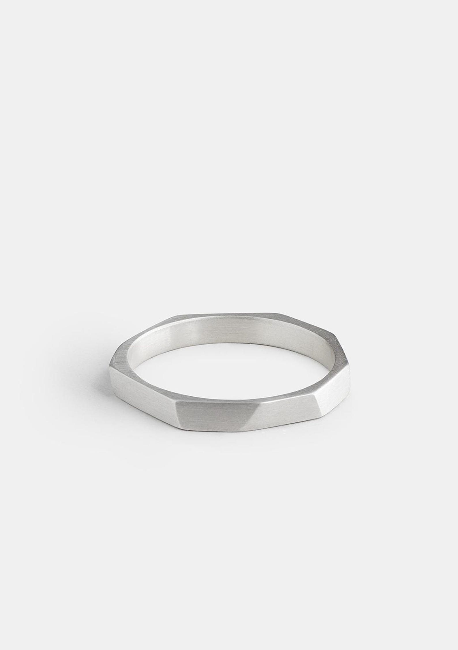 Edge Ring in Silver, Faceted Sterling Silver Ring, Hammered Ring Men ...