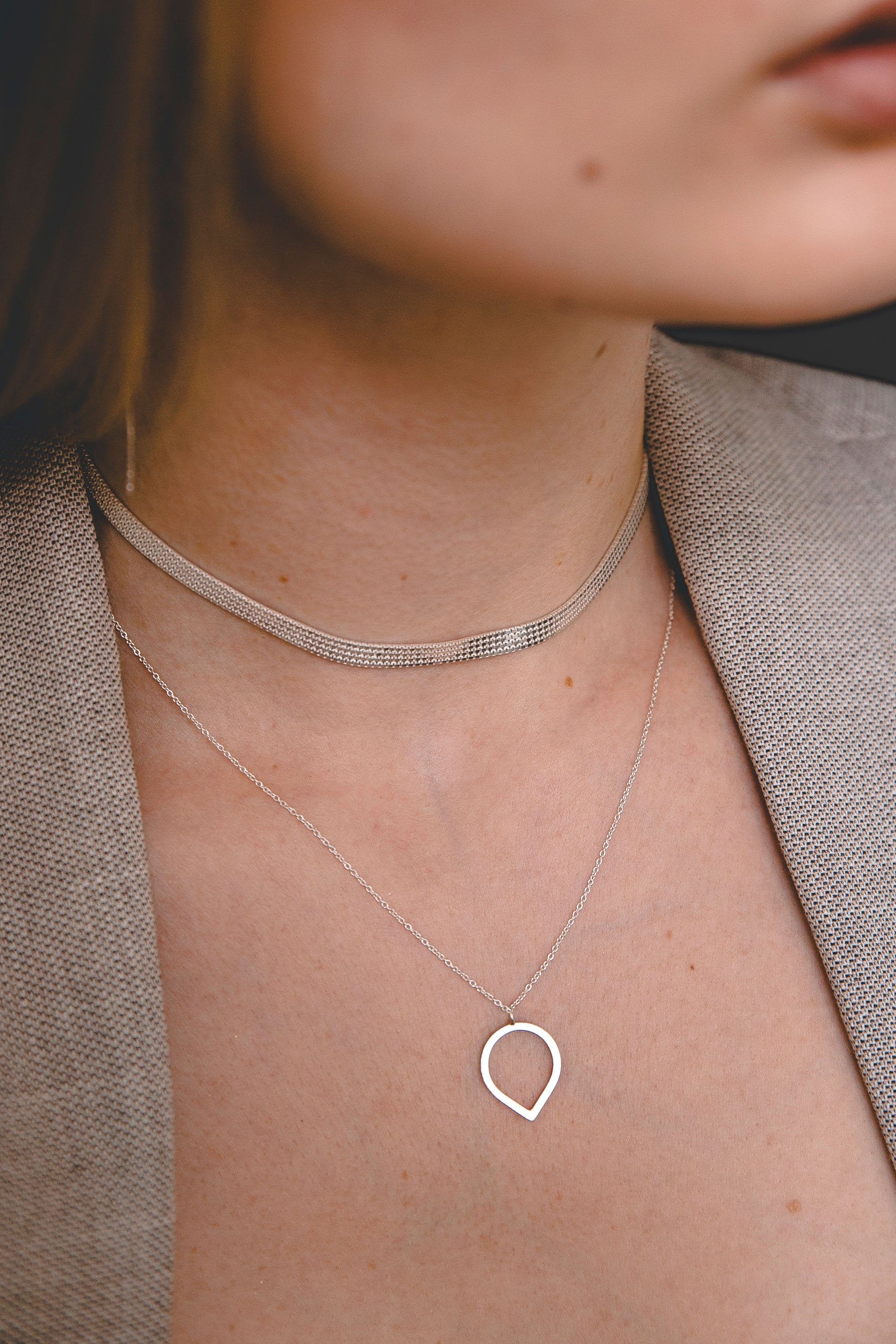 Silver Chain Choker Flat Chain Necklace Sterling Silver | Etsy