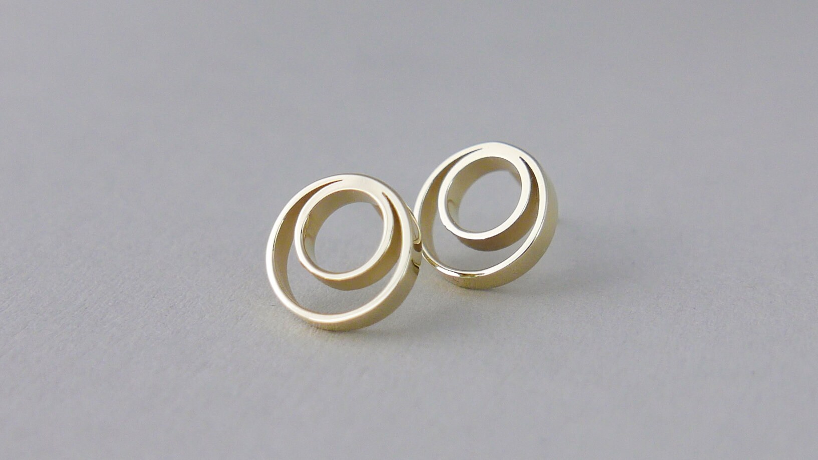 585 Gold Studs Minimalist 14K Gold Earrings Geometric - Etsy