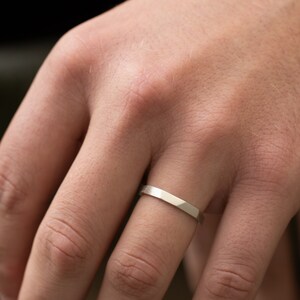 Edge Ring in Silver, Faceted Sterling Silver Ring, Hammered Ring Men ...