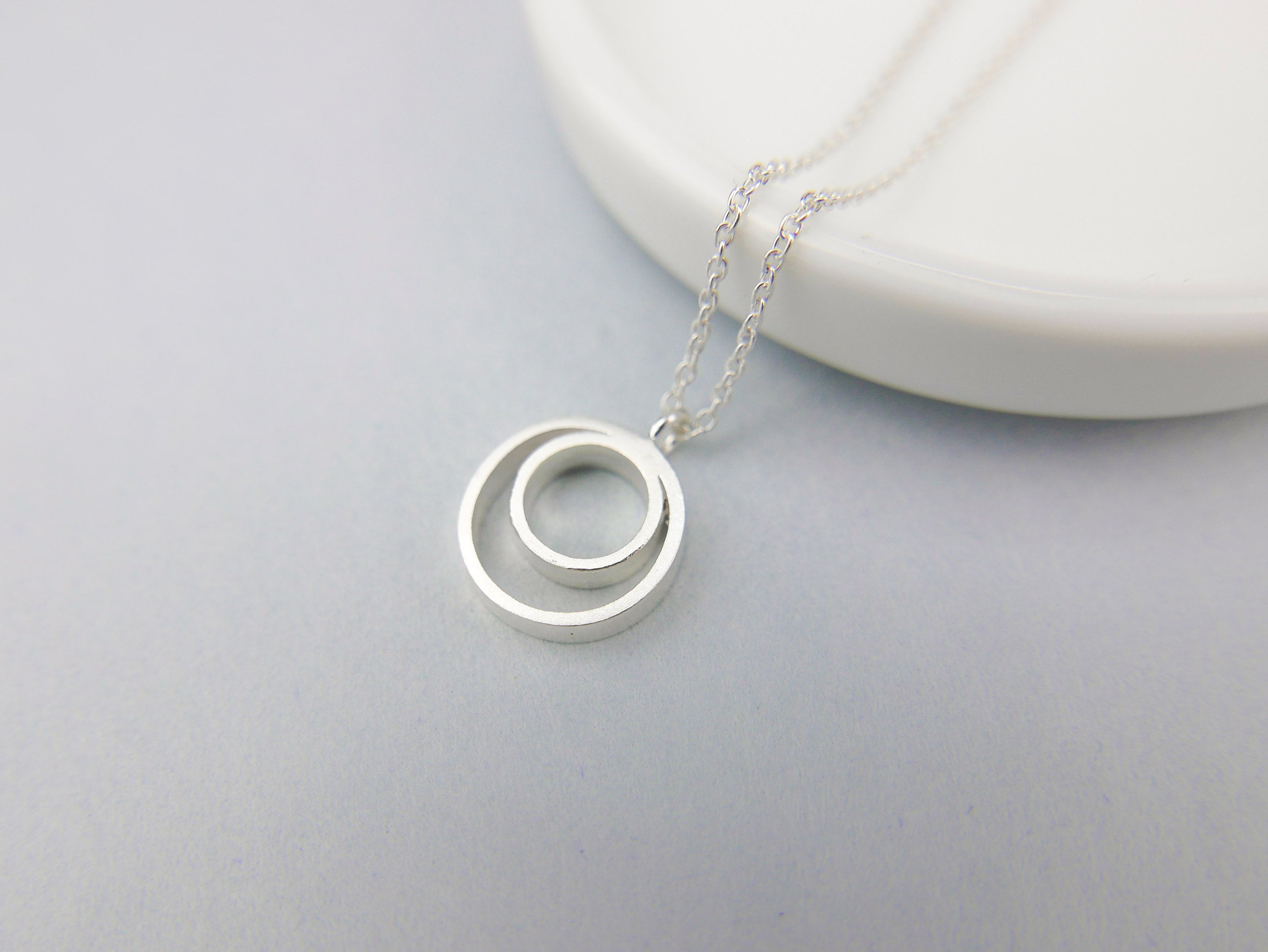 Round Silver Necklace Silver Necklaces for Women Double | Etsy