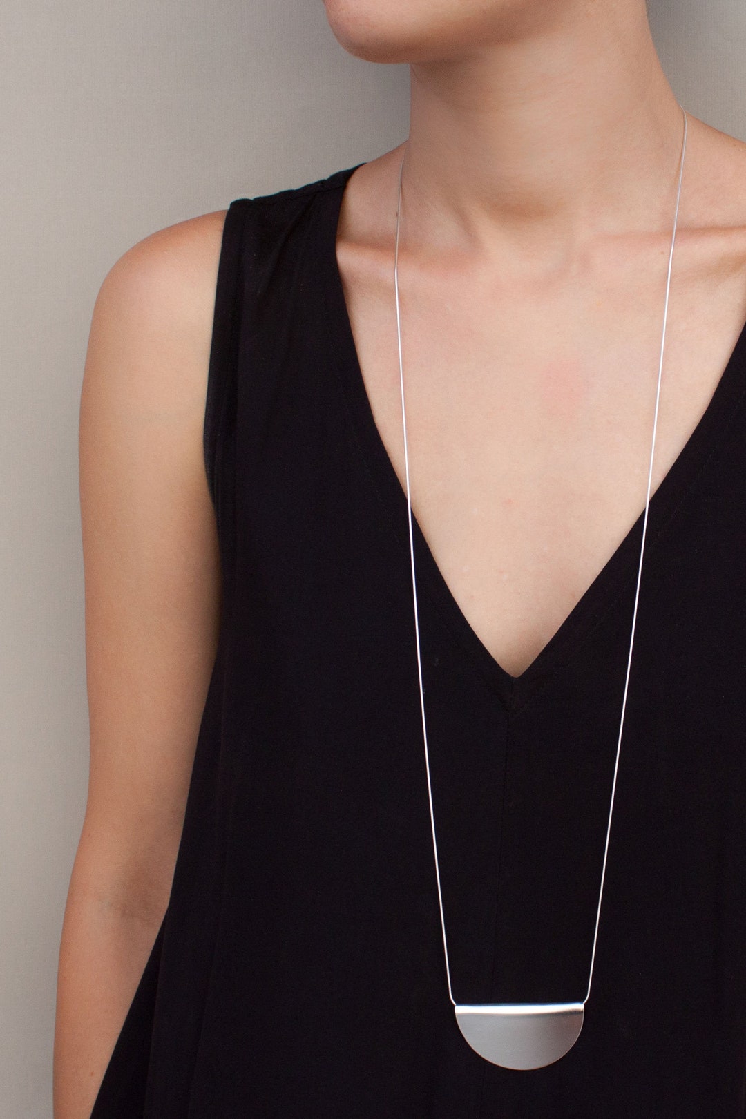 Silver Statement Necklace, Long Silver Necklace, Long Statement ...