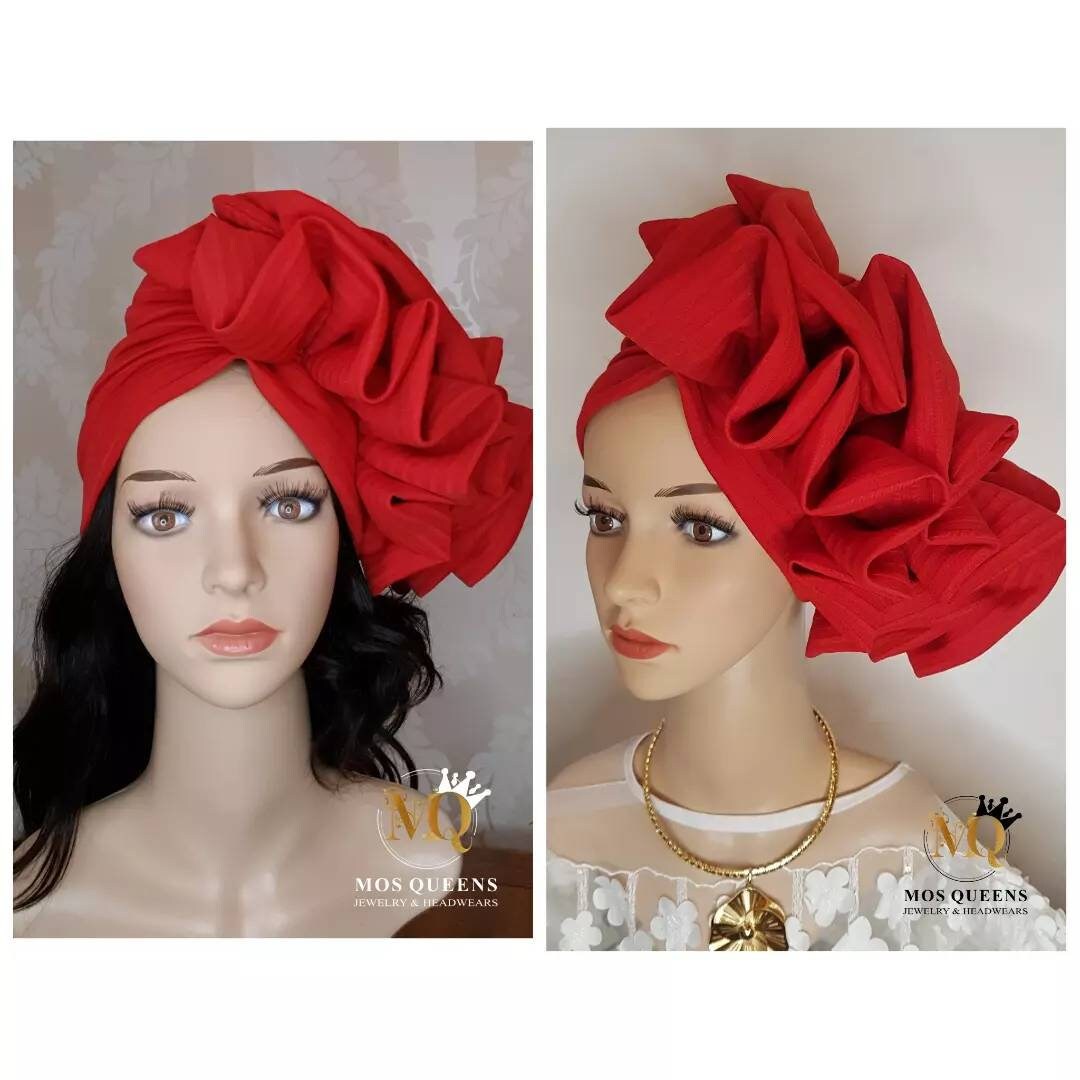 Women Turban Auto Gele Head Wear,turban Hat,elegant Gele Hat With Side ...