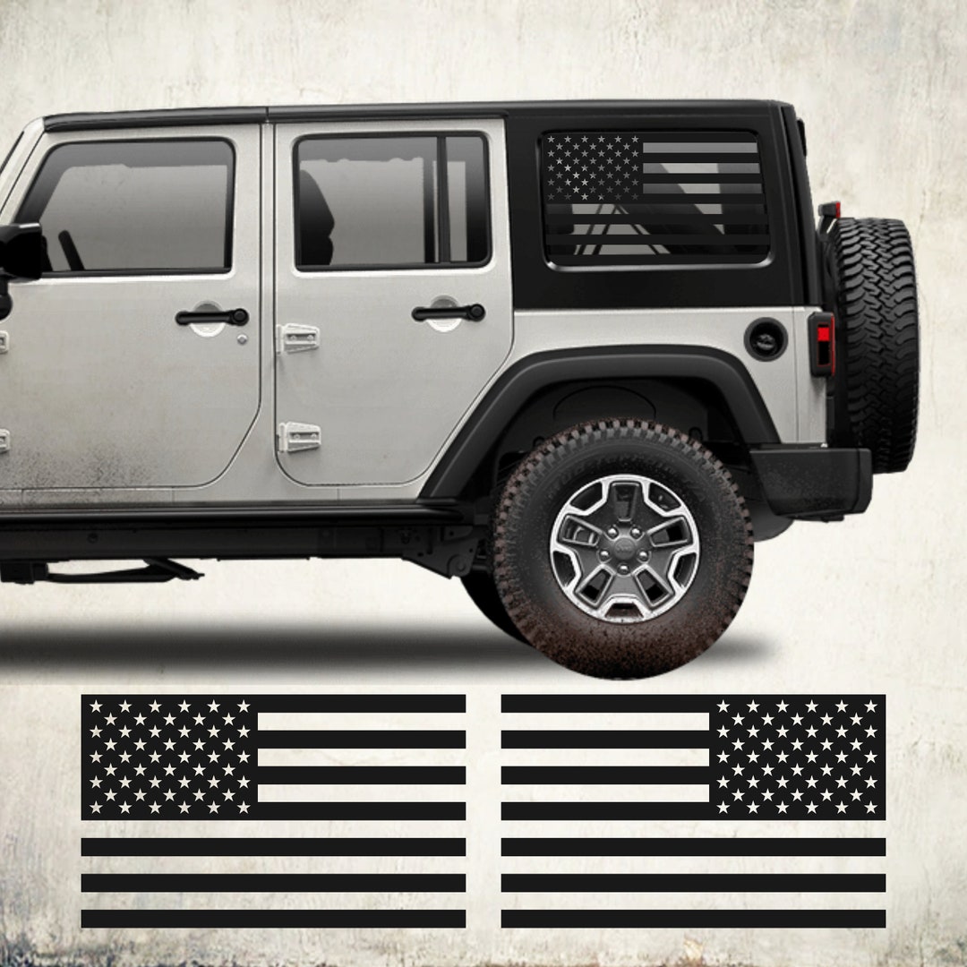 Flag America Windows, Stickers Decal Rubicon, CUT Black Matte, White ...