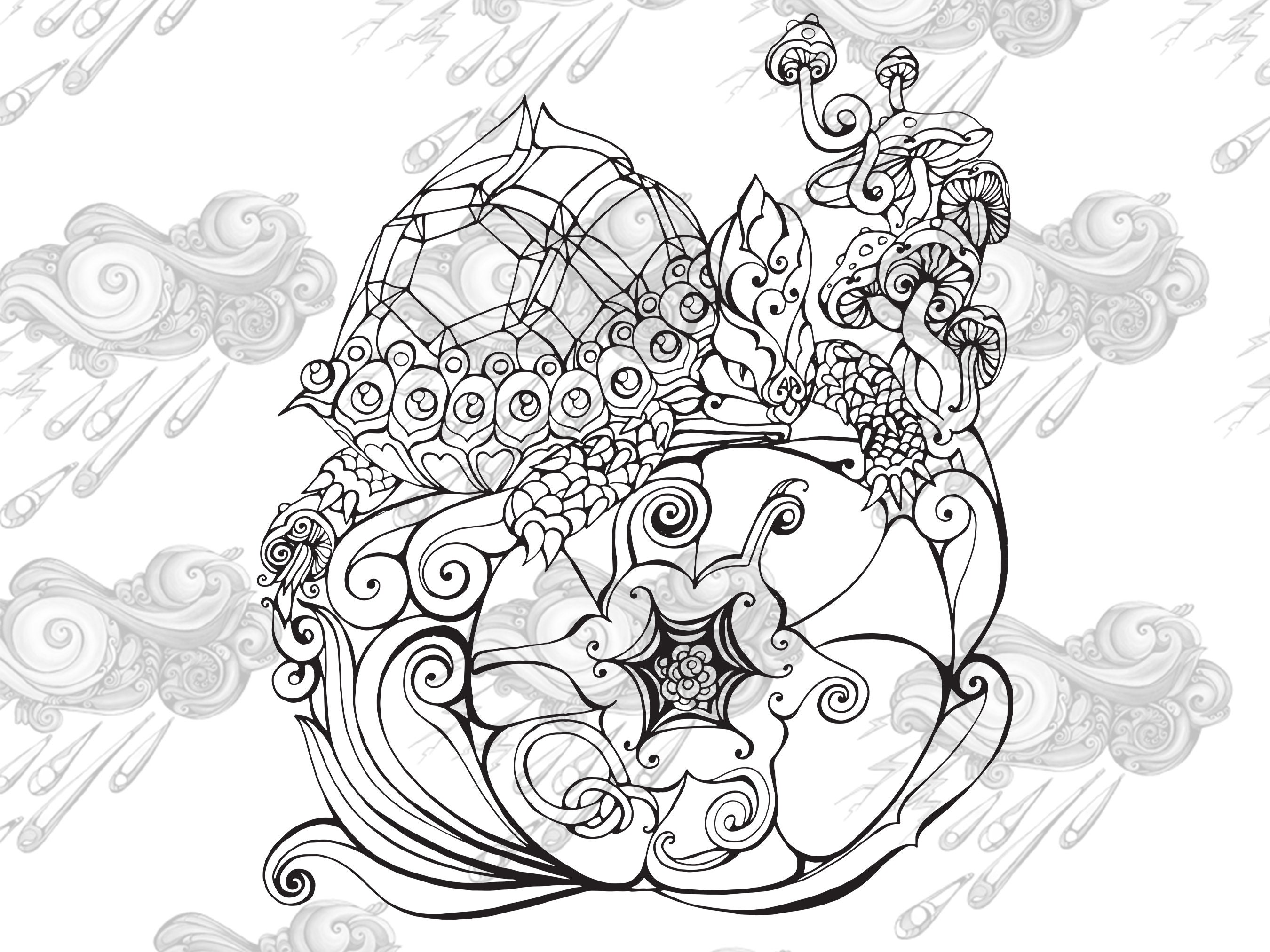 Turtle & Flowers, Color Page, Instant Download, Stormmie’s Creatures ...