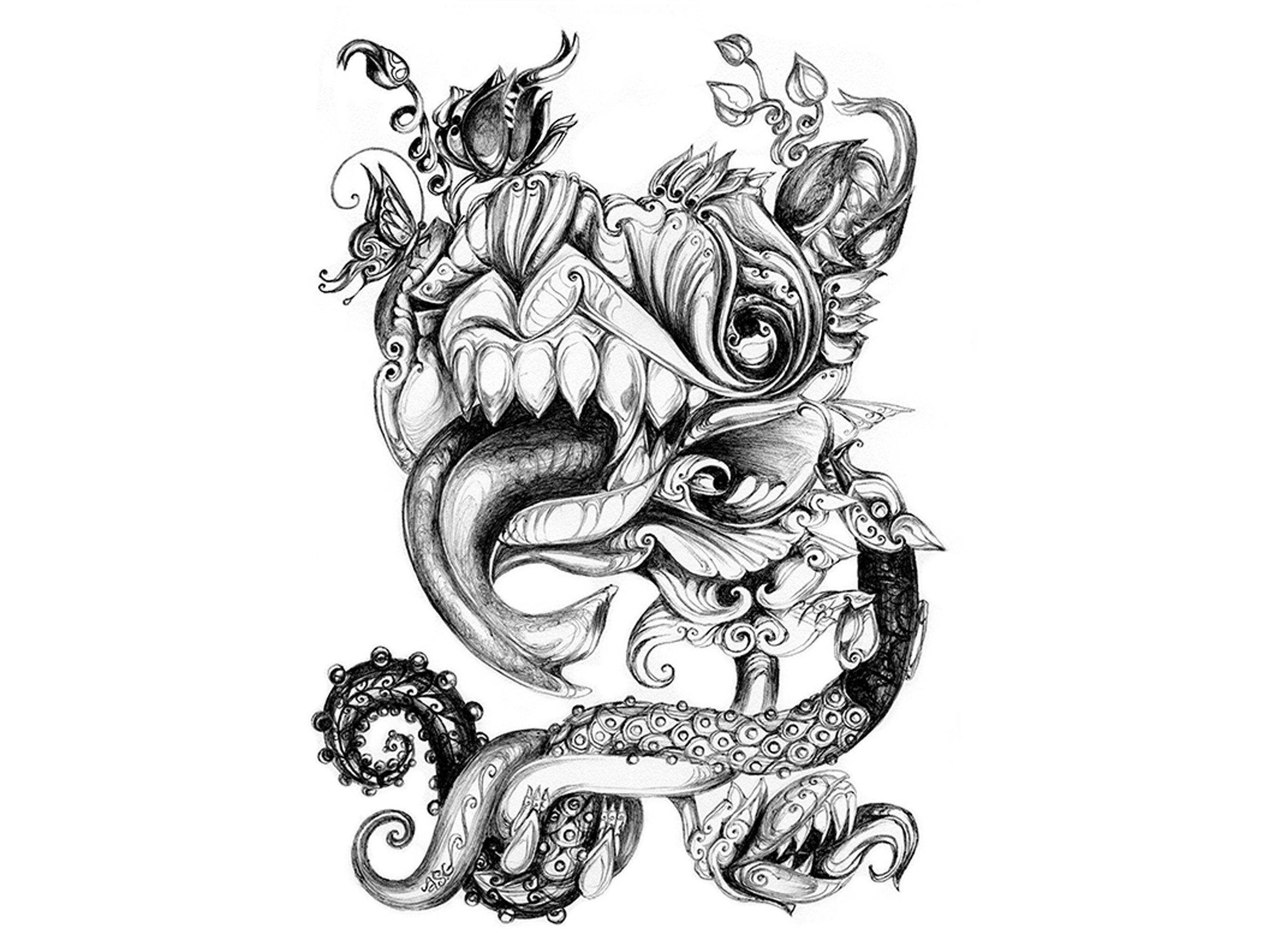 Hungry Flower | Instant Download, Digital, Printable Art, Color Page ...