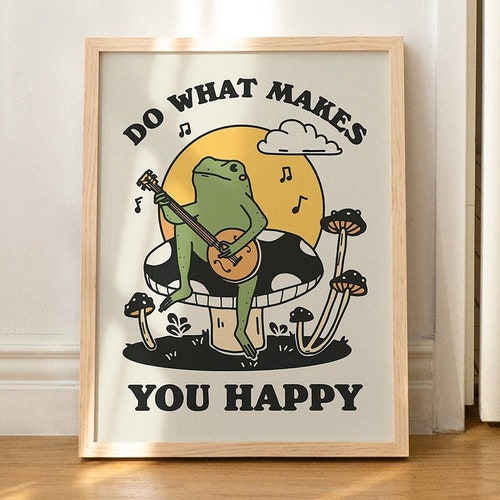 Retro Frog Poster Print Positive Quote Vintage Frog Mushroom - Etsy
