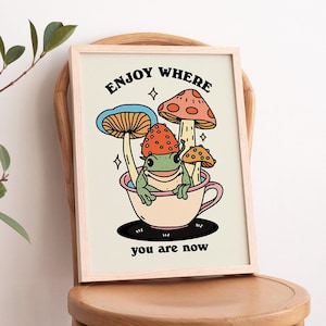 Cottagecore Frog Poster Print, Retro Positive Quote, Vintage Frog ...