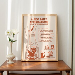Affirmations Wall Print, Positive Affirmations Poster, Trendy 70s Print ...