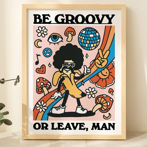 Retro Quote Wall Print Colorful Wall Art Illustration Groovy - Etsy