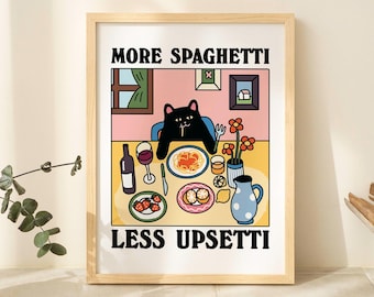 More Spaghetti Less Regretti Frog Print, Retro Diner Poster, Retro ...