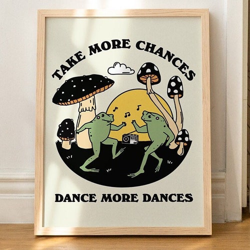 Retro Frog Poster Print Positive Quote Vintage Frog Mushroom - Etsy
