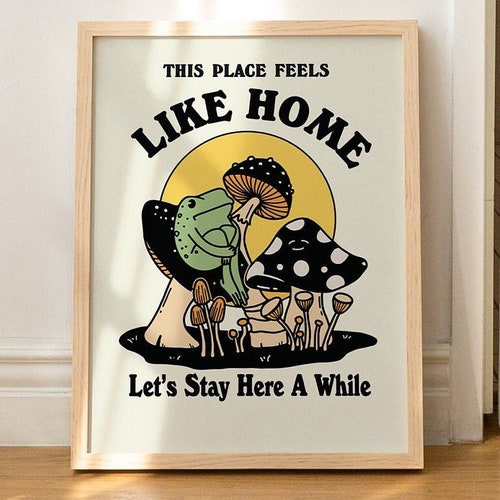 Retro Frog Wall Print Vintage Mushroom Illustration A3 A4 A2 - Etsy