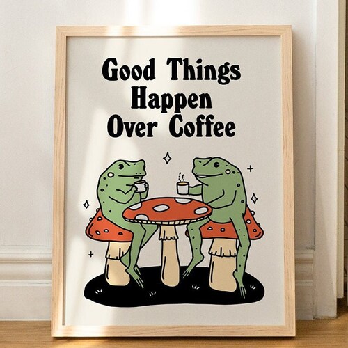 Retro Dancing Frogs Wall Print Vintage Frog Illustration - Etsy