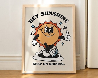 Earth Retro Character Wall Art, Retro Quote Wall Print, Digital ...