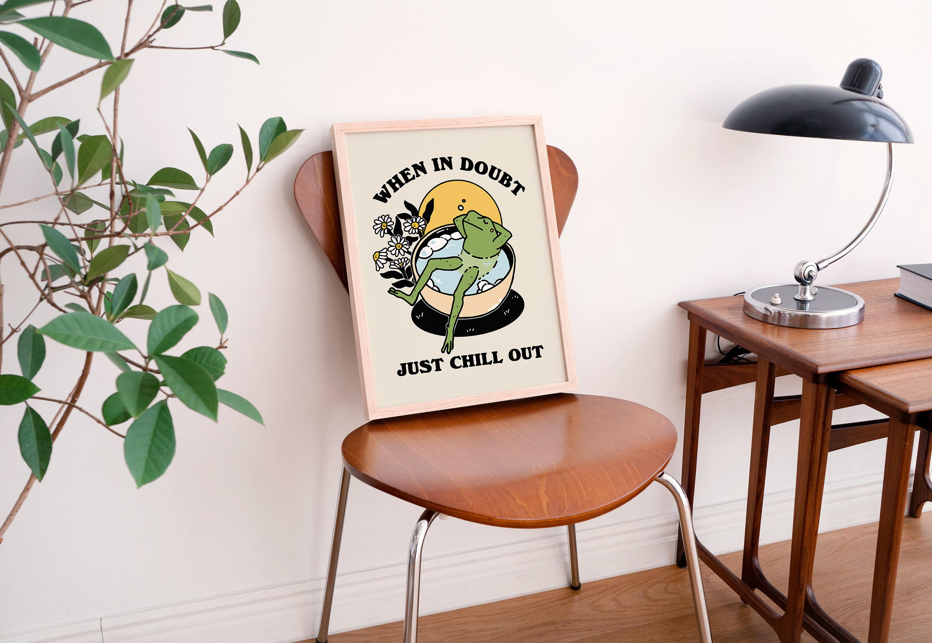 Retro Frog Wall Print Carefree Frog Positive Digital - Etsy