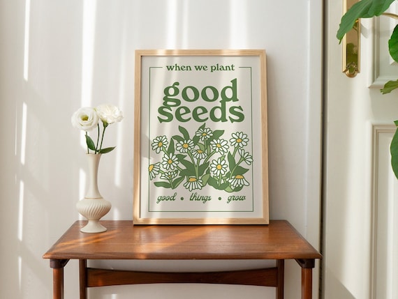 Retro Wildflowers Poster Aesthetic Quote Print Flower Market - Etsy
