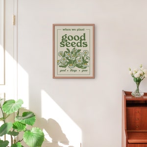 Retro Botanical Poster, Aesthetic Quote Print, Flower Market Wall Decor ...