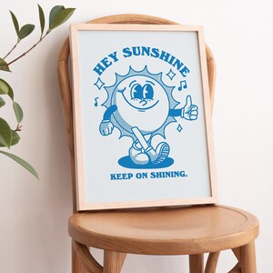 Sun Retro Character Wall Art, Retro Quote Wall Print, Vintage Wall ...