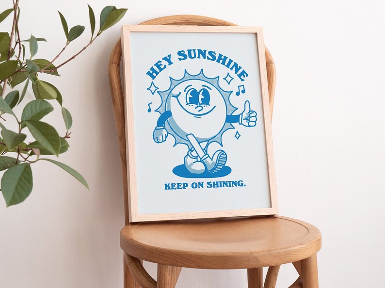 Sun Retro Character Wall Art Retro Quote Wall Print Vintage - Etsy