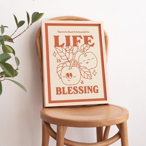 Retro Fruit Print, Blessing Affirmation Illustration, Market Wall Decor ...