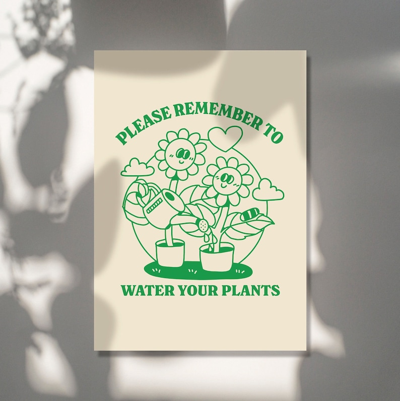 Green Retro Flowers Print, Quote Wall Print, Botanical Plants Poster ...
