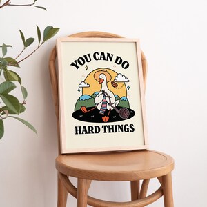 Cute Goose Wall Print, Motivation Quote, Retro Style Illustration ...