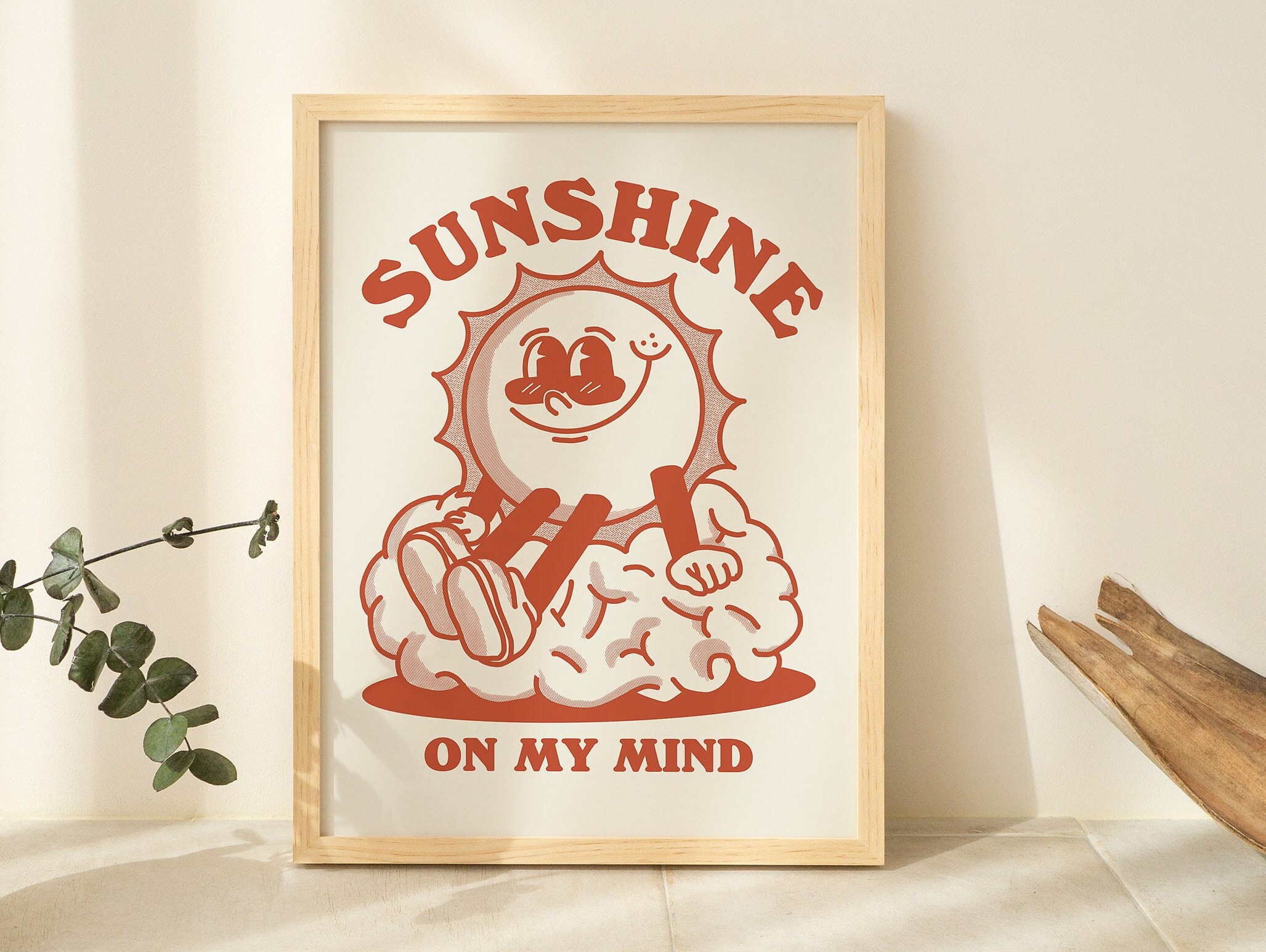 Retro Sun Wall Art Cute Quote Wall Print Trendy Digital - Etsy