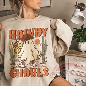 Howdy Ghouls Halloween Tshirt Cowboy Halloween Ghost T-shirt - Etsy