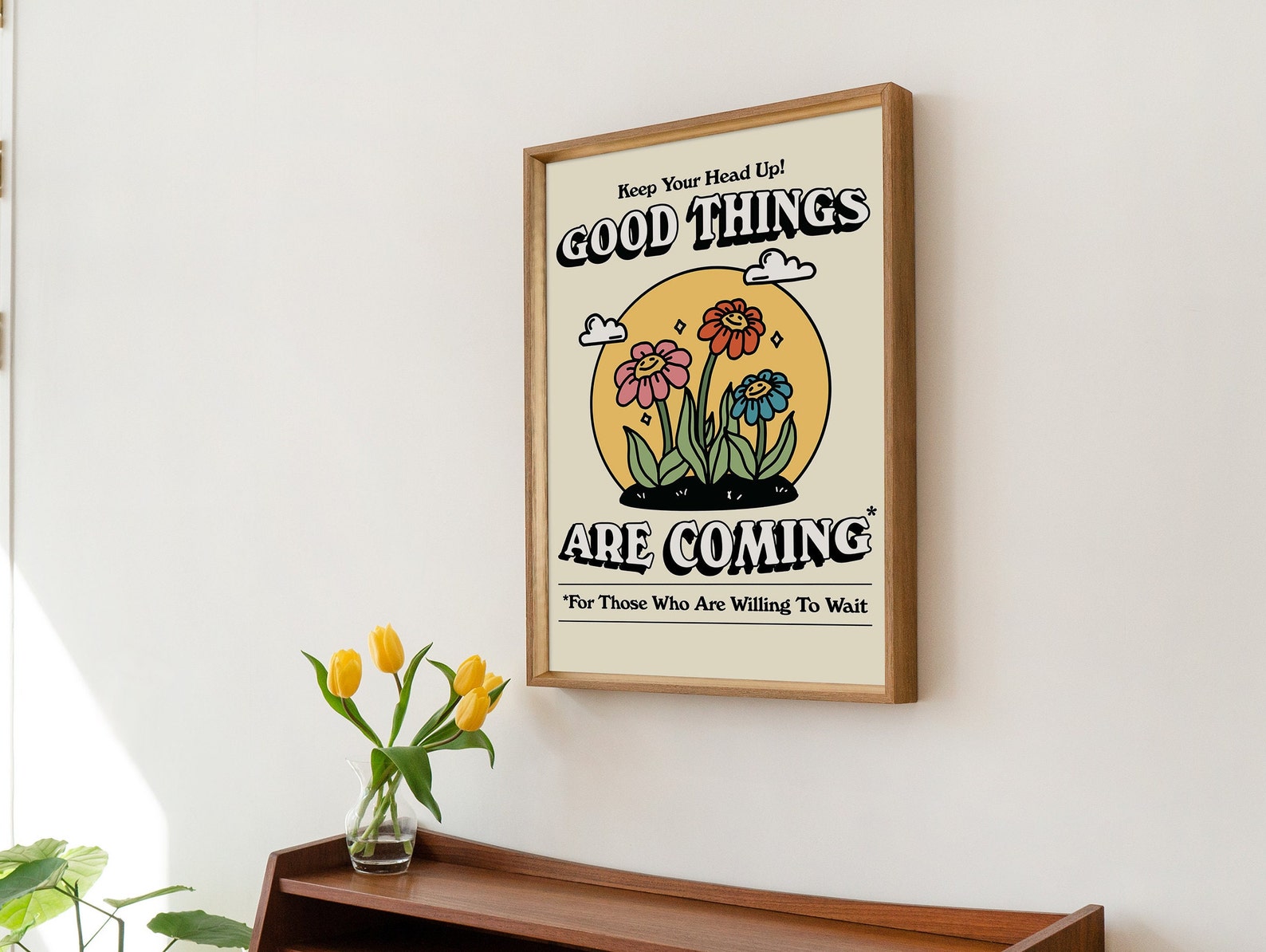 Retro Flower Print, Vintage Flowers Illustration, Trendy Wall Decor ...