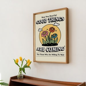 Retro Flower Print, Vintage Flowers Illustration, Trendy Wall Decor ...