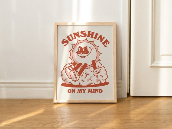 Retro Sun Wall Art Cute Quote Wall Print Trendy Digital - Etsy