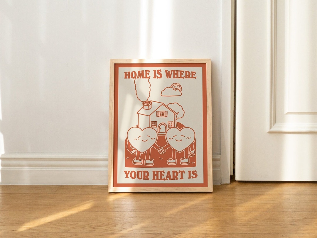 Home Wall Art, Line Art Positive Quote Wall Print, Cute Wall Decor ...