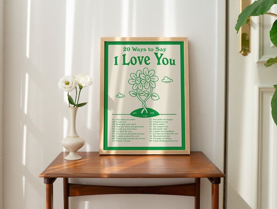 I Love You Wall Print Positive Affirmations Green Digital - Etsy